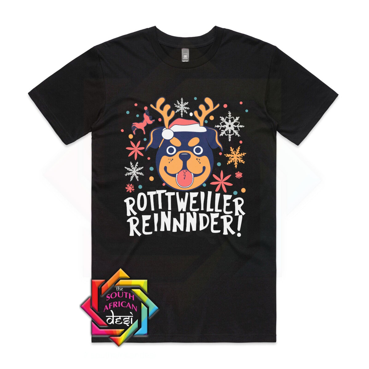 Rottweiler Reindeer Christmas T Shirt The South African Desi 4108